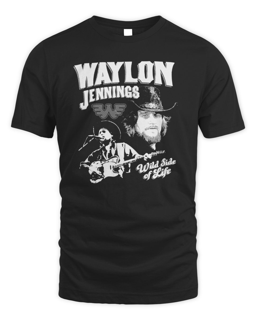 Waylon Jennings Merch Wild Side Of Life Waylon Jennings T-Shirt Black