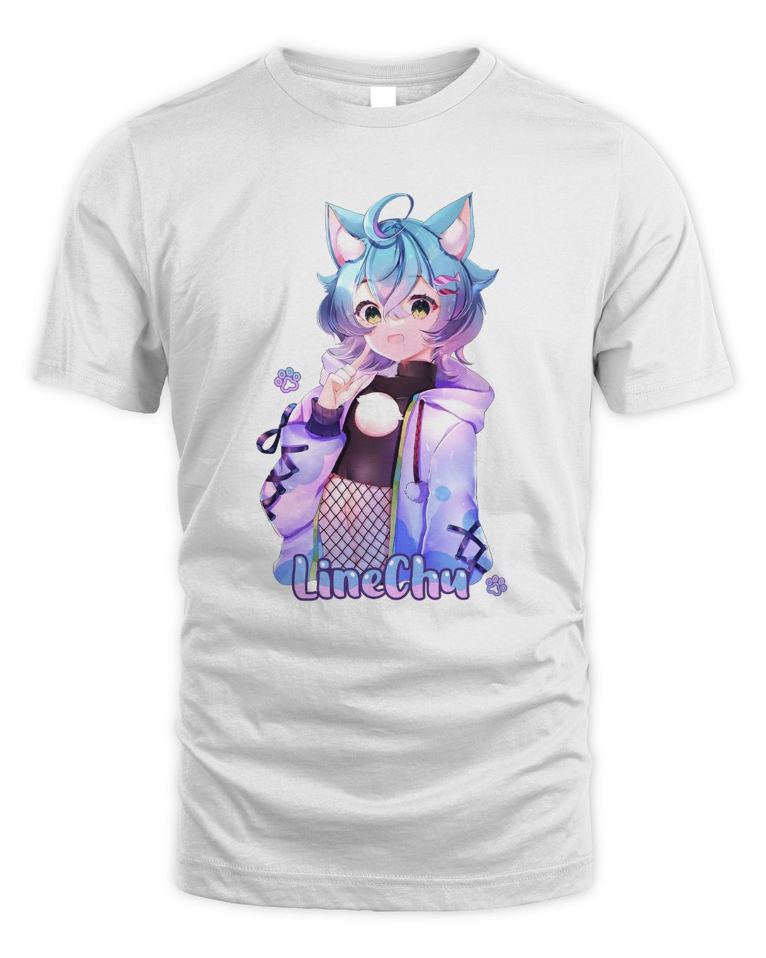 LineChu x UwU Collab Anime White T-Shirt