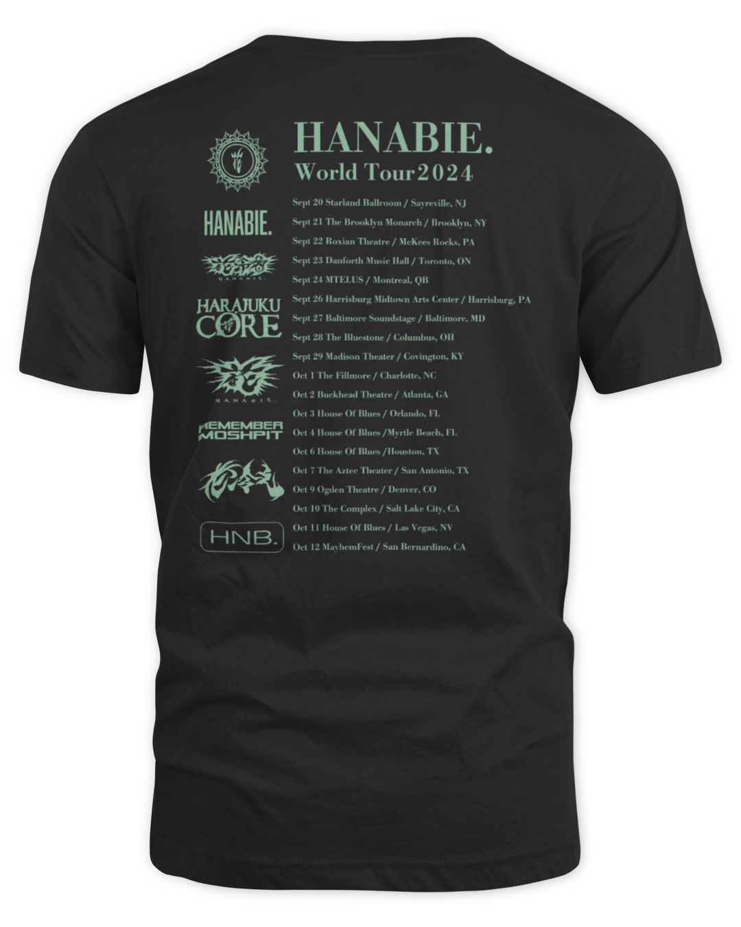 Hanabie Merch 2024 Tour Rabbit T-Shirt Black