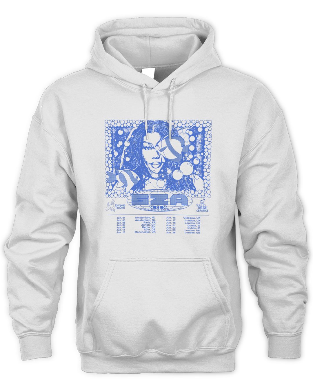 Sza Merchandise White Sos Europe Tour 2023 Hoodie