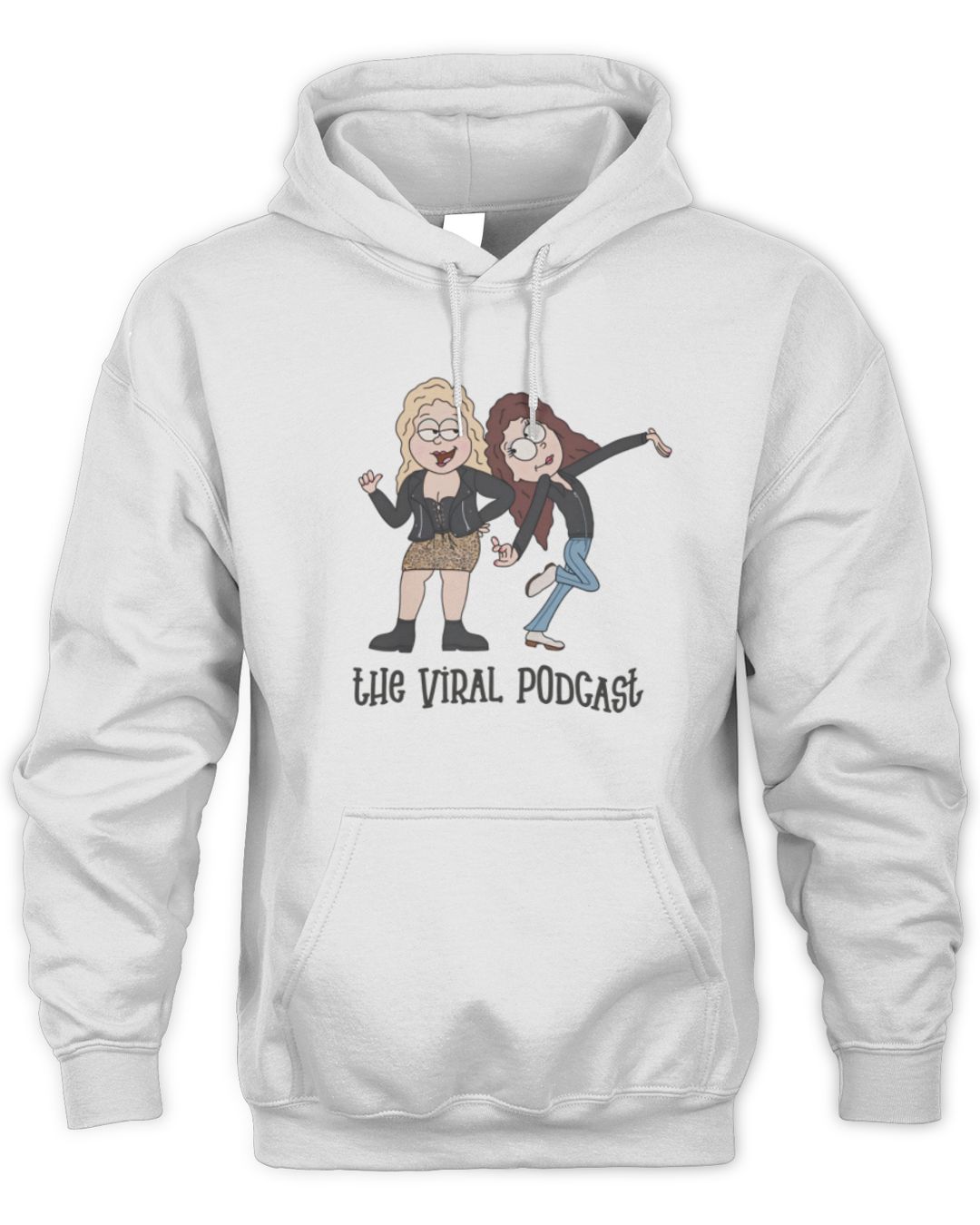 The Viral Podcast Merch Cartoon Girls Hoodie White